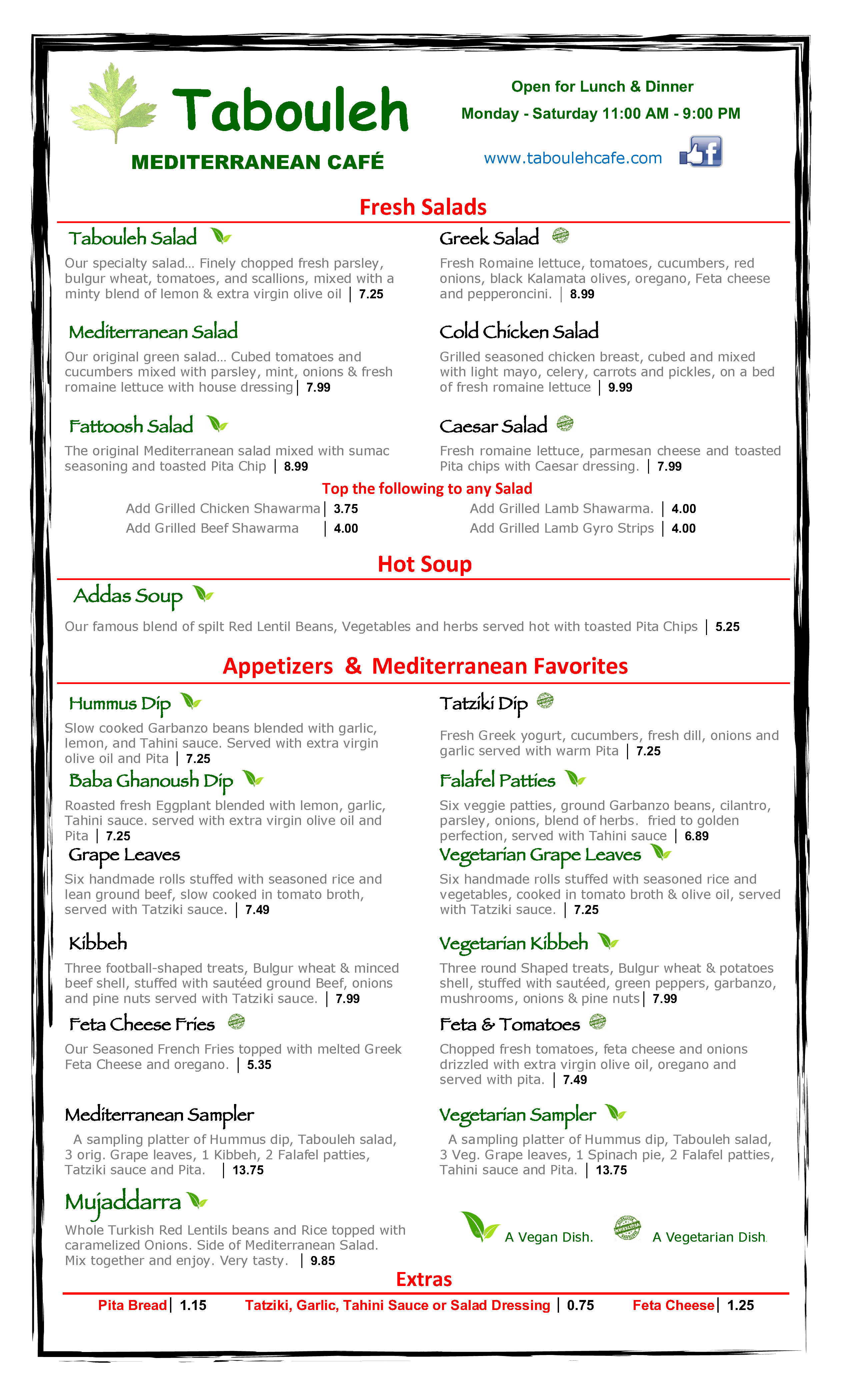 Menu – tabouleh cafe